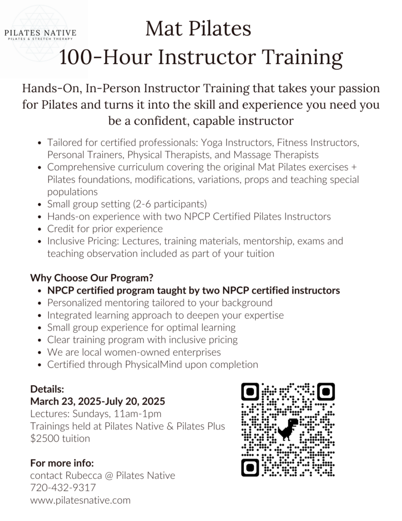 The Foundation: 100-Hour Mat Pilates Certification – PILATES NATIVE